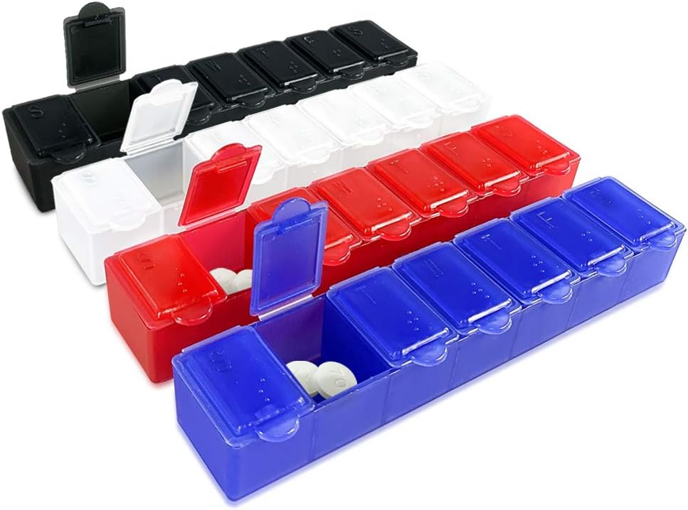 Amazon.com: USA Merchant - 7 Day Small Pill Box with Snap Close Lids ...