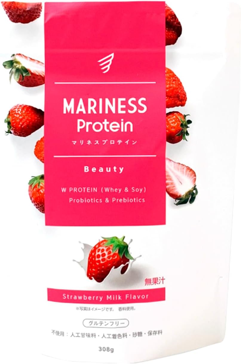 Amazon | MARINESS マリネス プロテイン 約14回分 苺ミルク 女性 宅トレ ダイエット ソイ ホエイ | MARINESS | マルチプロテイン