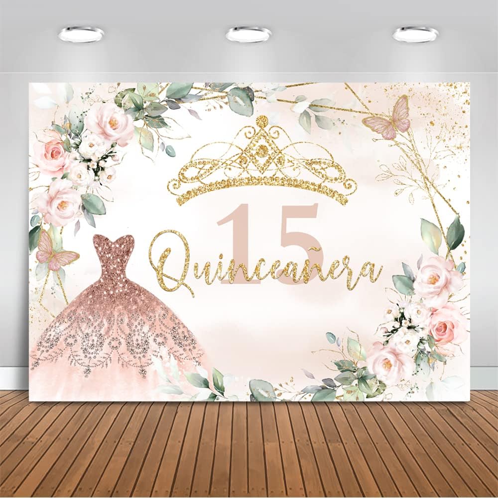 Amazon.com : Sendy 10x7ft Quinceanera 15th Birthday Backdrop for Sweet ...