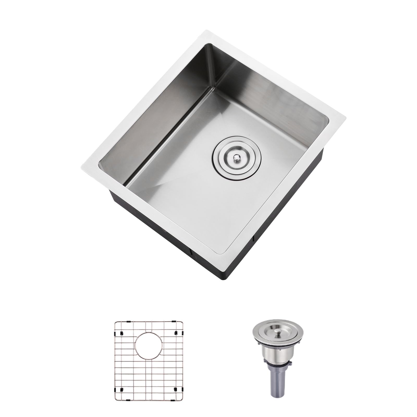 BoomHoze 13 x 15 Inch Undermount Bar Sink 16 Gauge Stainless Steel ...
