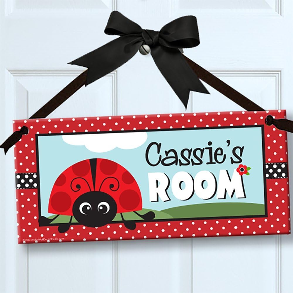 Amazon.com: Cute Ladybug Personalized Kids Door/Wall Sign, Room Décor ...