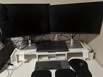Amazon.com: Simple Houseware Desk Dual Monitor Stand Riser with Drawer ...