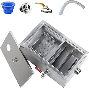 Amazon.com: Commercial Grease Interceptor, Kitchen Stainless Steel Oil ...