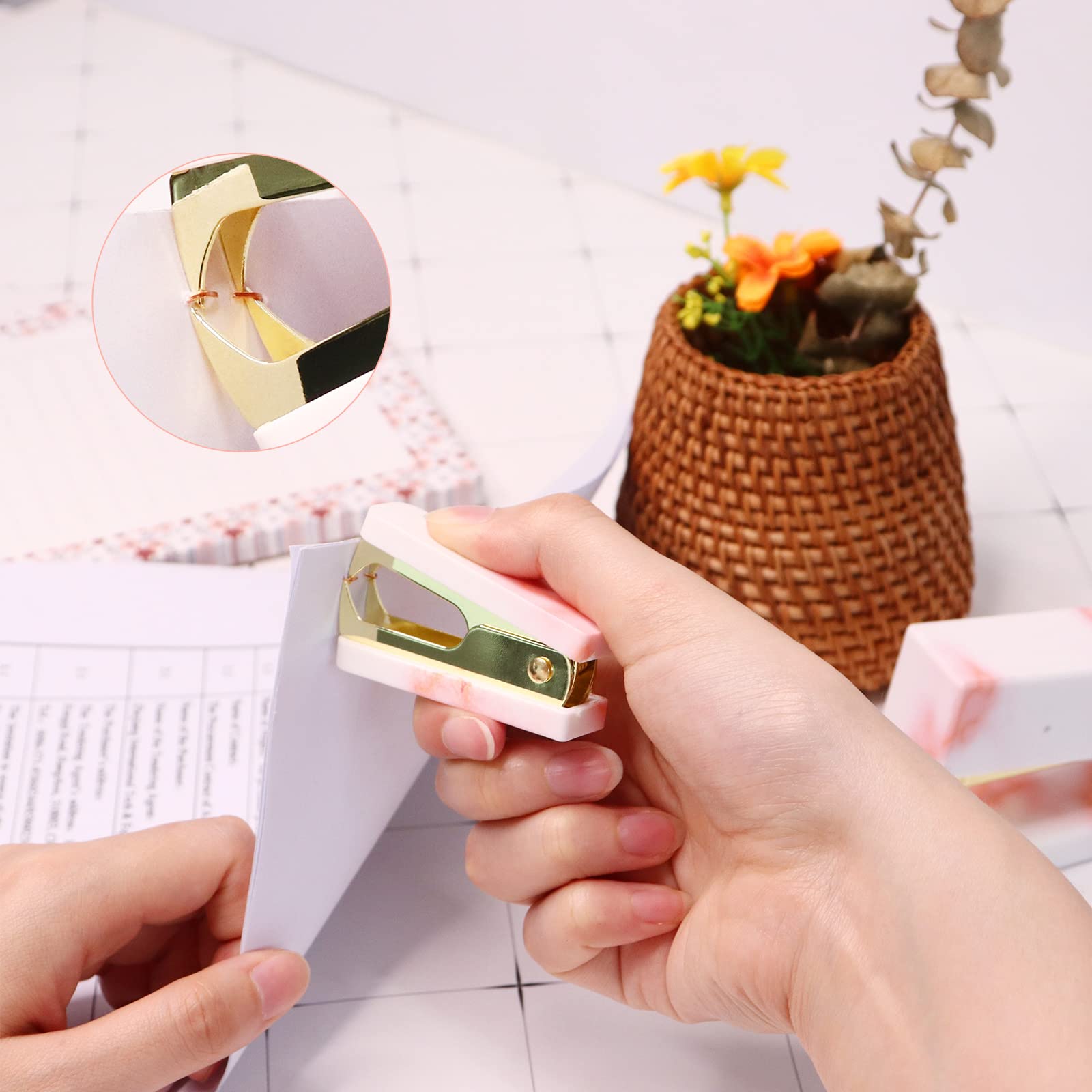 Snapklik.com : Mini Staple Remover Marble Pink Professional Staple ...