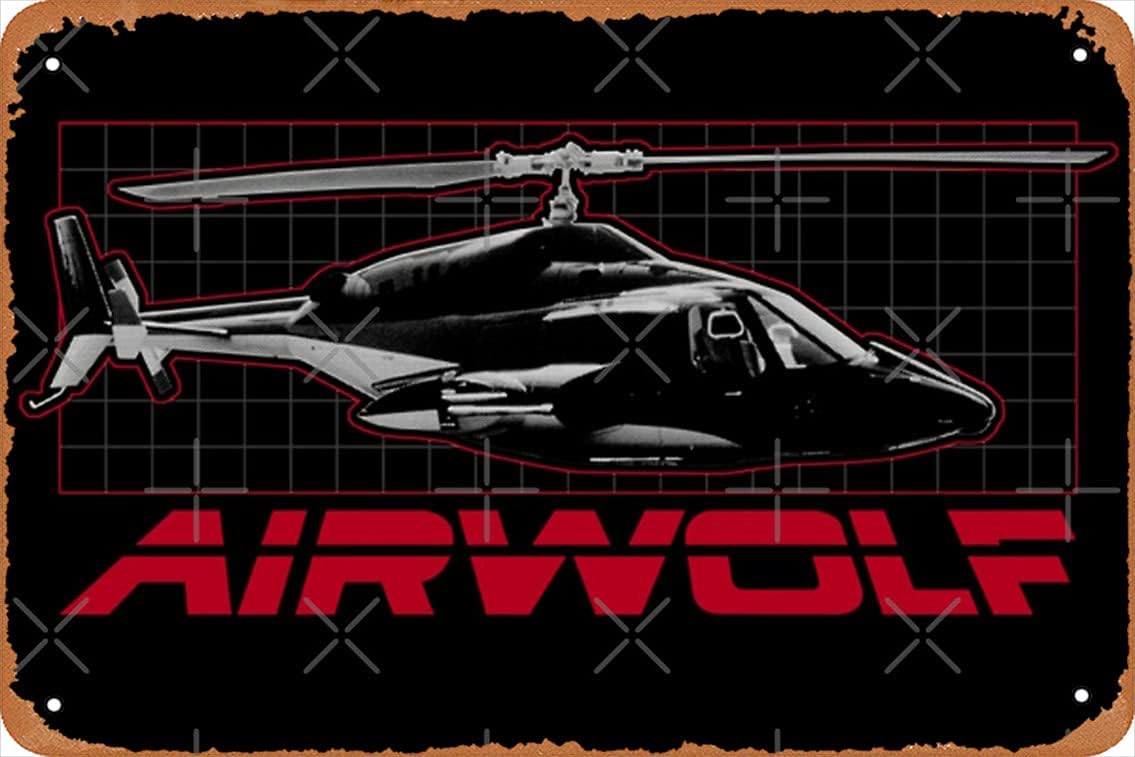 Amazon.com: WKHGUBHXIO Airwolf Poster Metal Tin Sign 8"" x 12"" Vintage ...