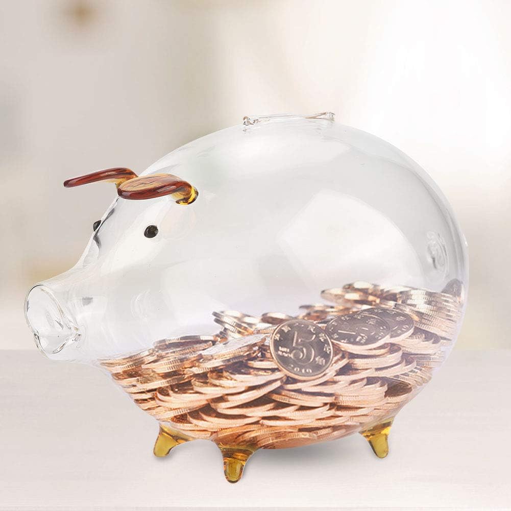 Amazon.com : Big Pig Banks Clear Glass Piggy Bank Glass Transparent ...