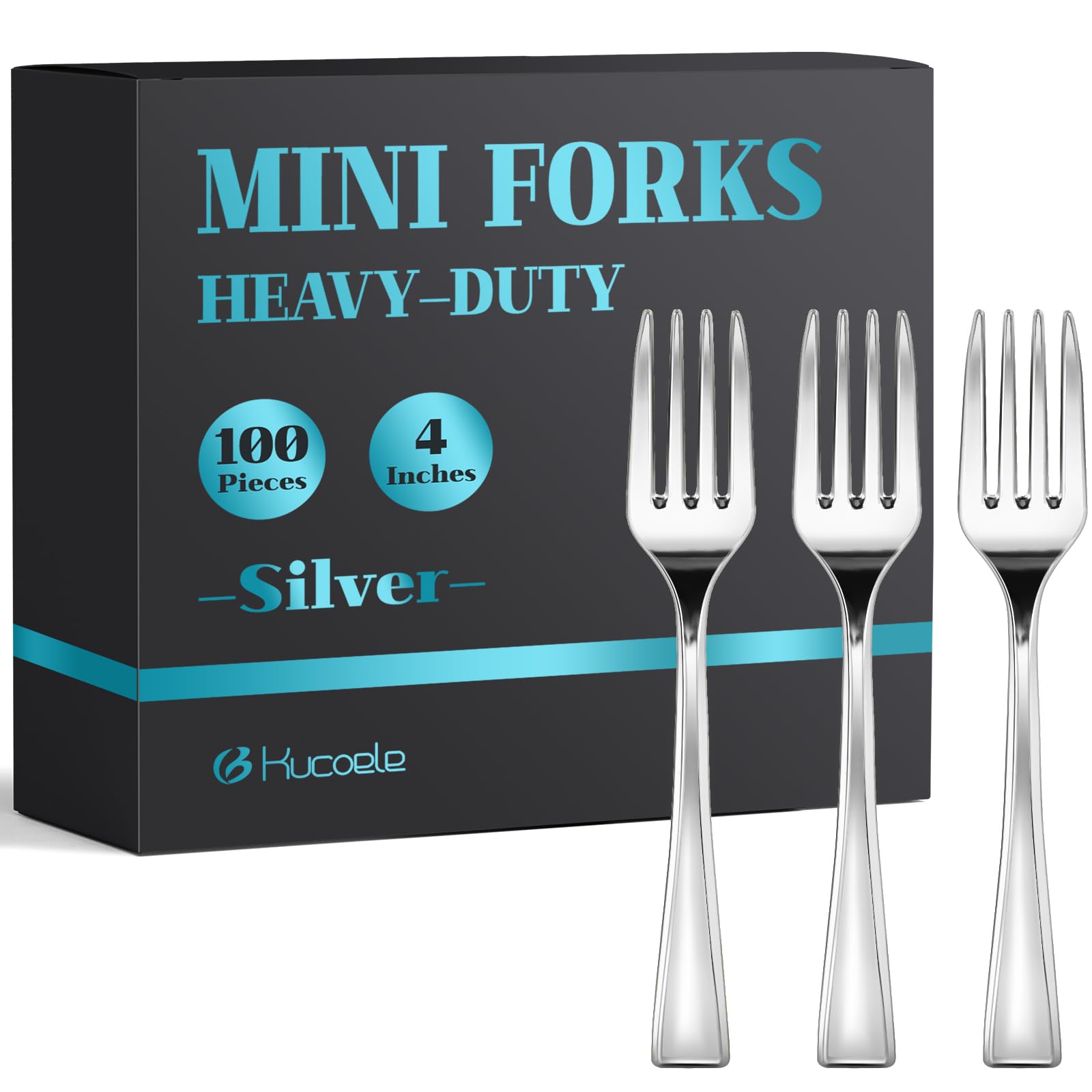Snapklik.com : 100 Pack Silver Mini Plastic Forks, 4 Inches Disposable ...