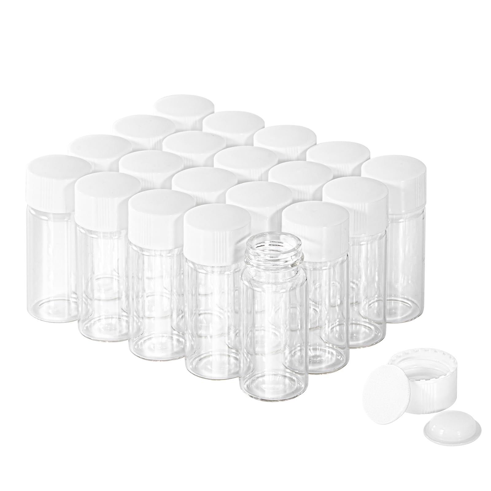 Amazon.com: BKMAMLAB 10ml Clear Glass Vial 20pcs with white Screw cap ...