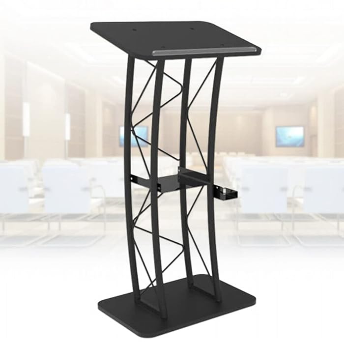 Buy Truss Metal Podium, Black Floor Standing Podium Reception Desk with ...