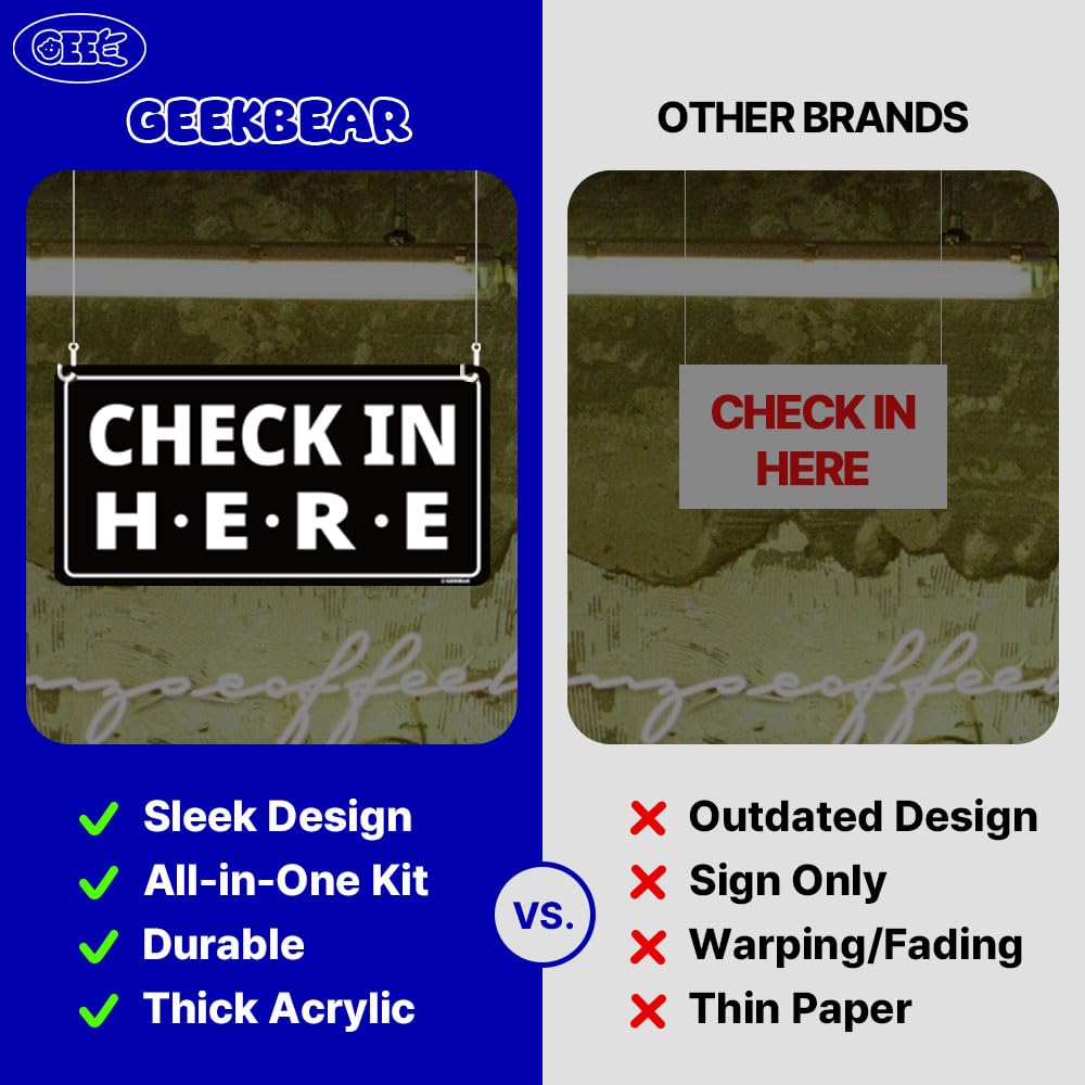 Snapklik.com : GEEKBEAR Check In Here Sign Hanging From Ceiling - 12 X 6 In