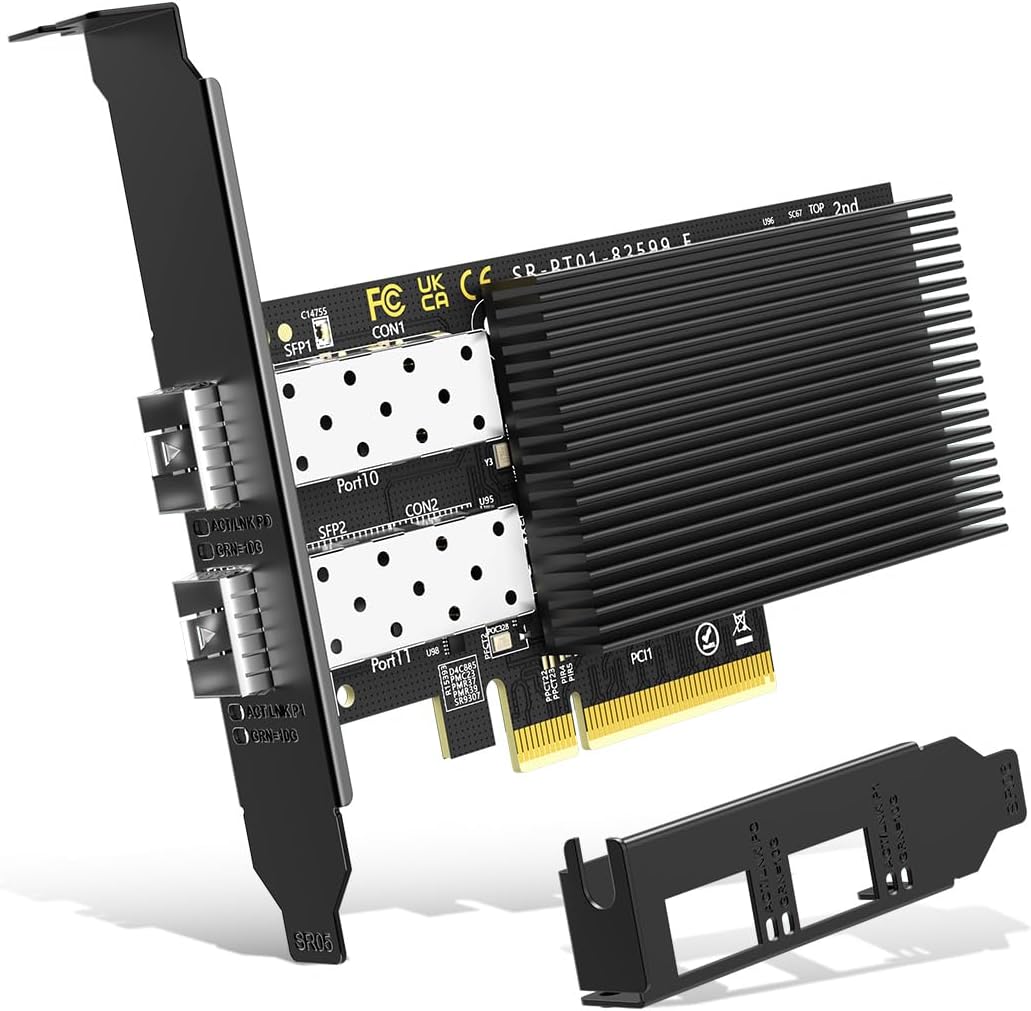 Amazon.com: 10Gb Dual LAN SFP PCI-e Network Card, Intel 82599(X520-DA2 ...