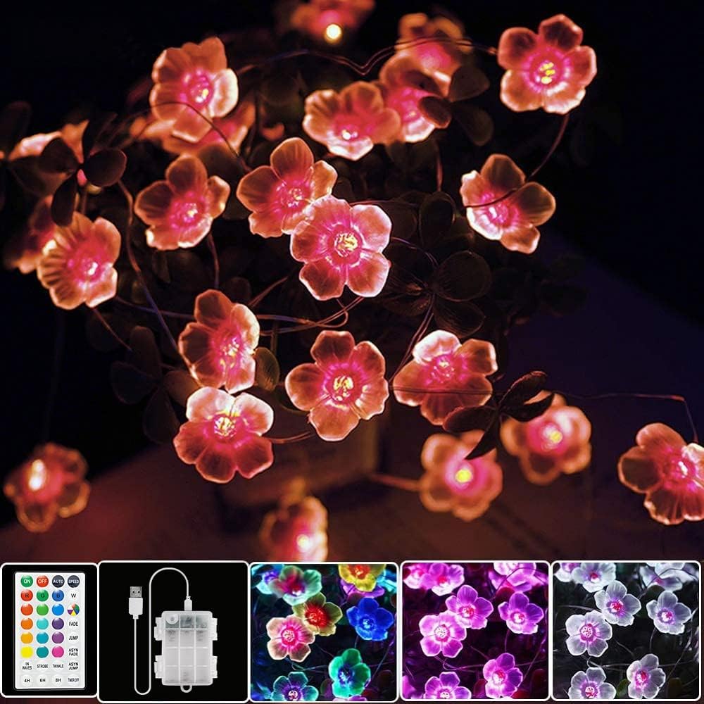 Amazon.com: Cherry Blossom Fairy String Lights Sakura Pink Flower ...