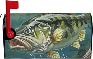 Amazon.com: TONAUA Bass Fishing Wave Mailbox Cover Magnetic Mailbox ...
