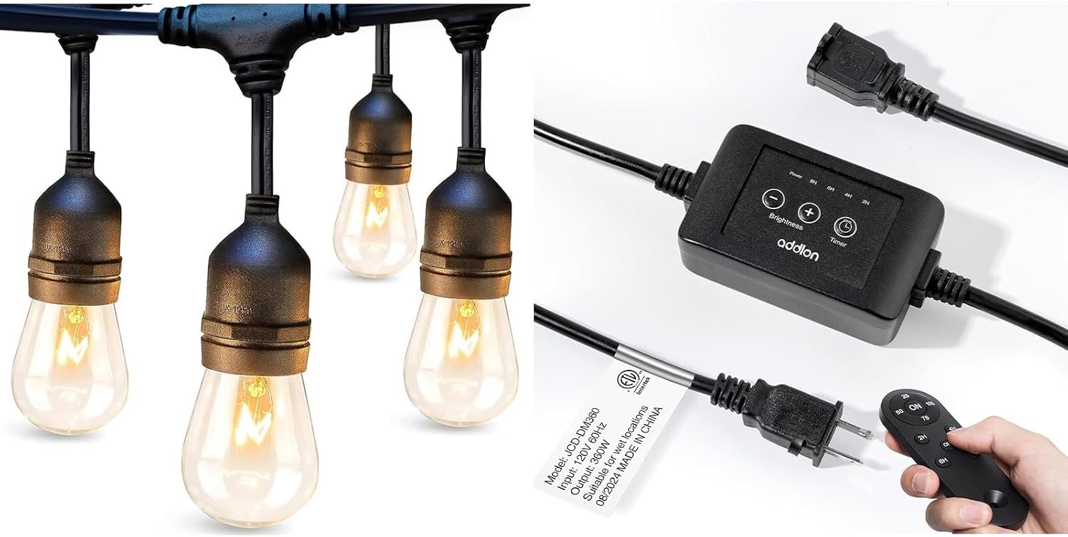 addlon 48ft Outdoor String Lights with Dimmer - Amazon.com