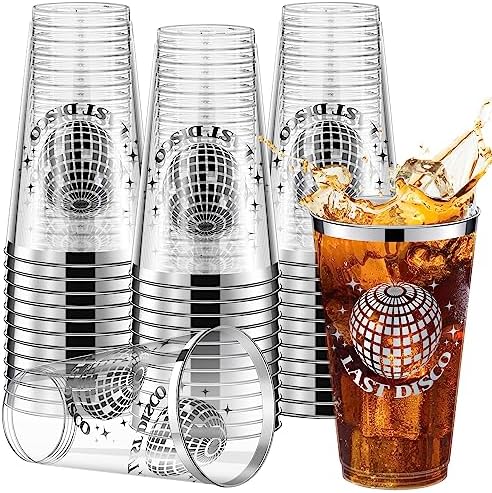 Amazon.com: 100 Pack Disco Party Plastic Cups Disco Ball Disposable ...