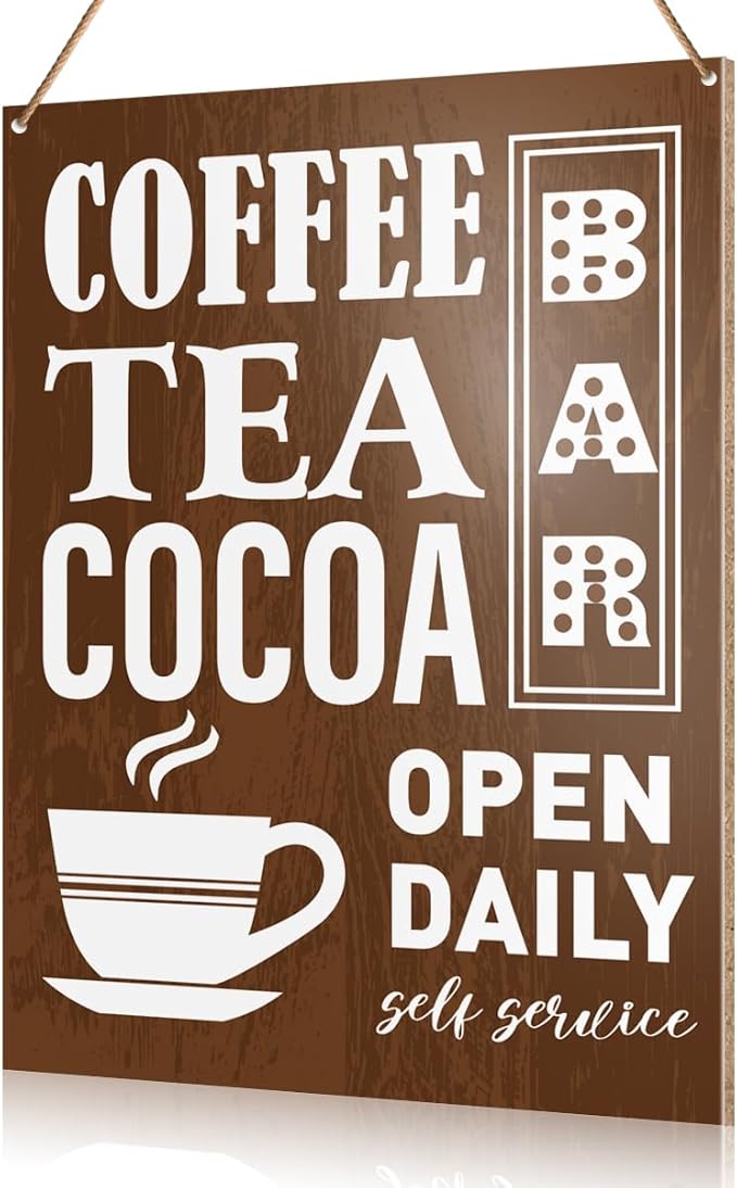Amazon.com: UDNADKEX Coffee & Tea Bar Hanging Sign, Home Kitchen Cafe ...