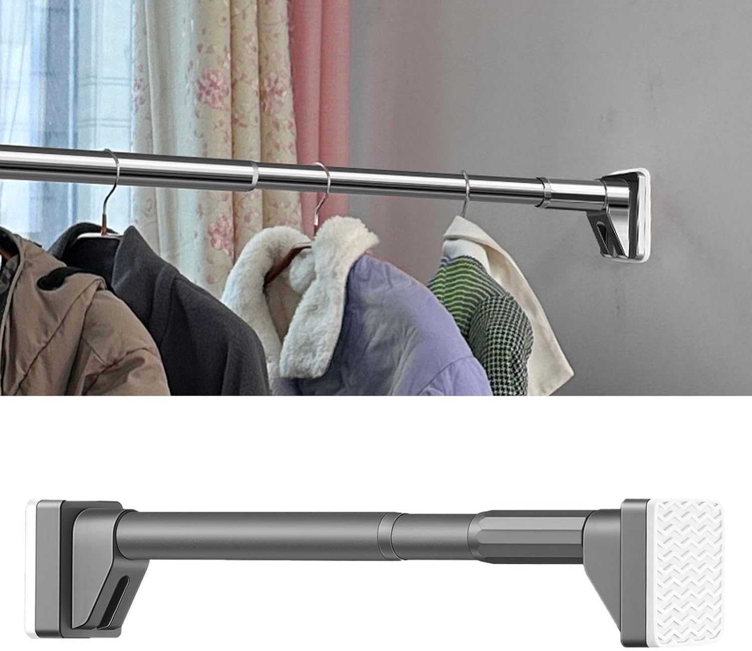 Amazon.com: YANBI Closet Rod Adjustable Tension Rod for Hanging Clothes ...
