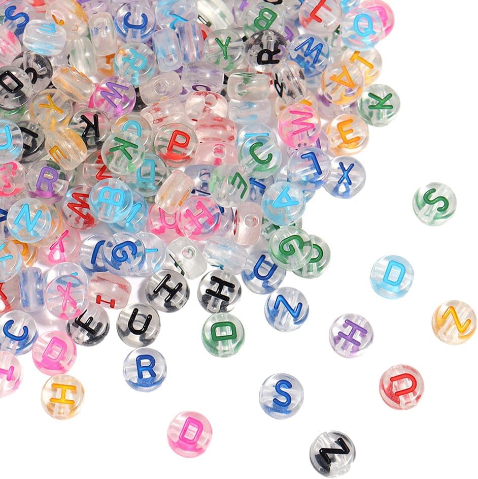 Amazon.com: UUYYEO 500 Pcs 7mm Flat Round Letter Beads Transparent ...