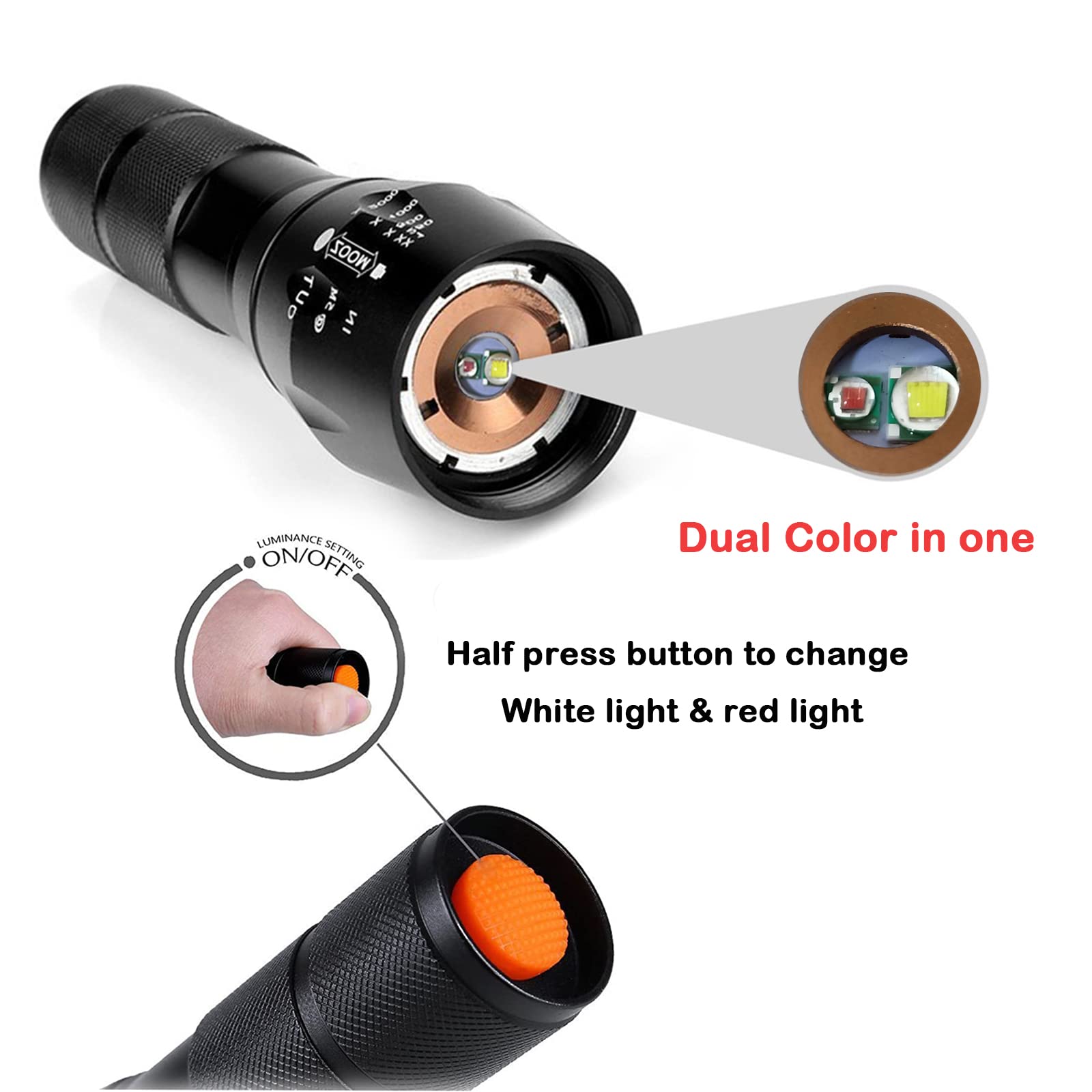 Hog Lights For Night Hunting METII Upgraded Red Flashlight, Bright ...