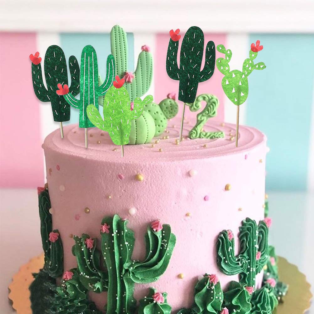 Efivs Arts 24pcs Cactus Cake Toppers Cupcake Topper for Cactus-themed ...