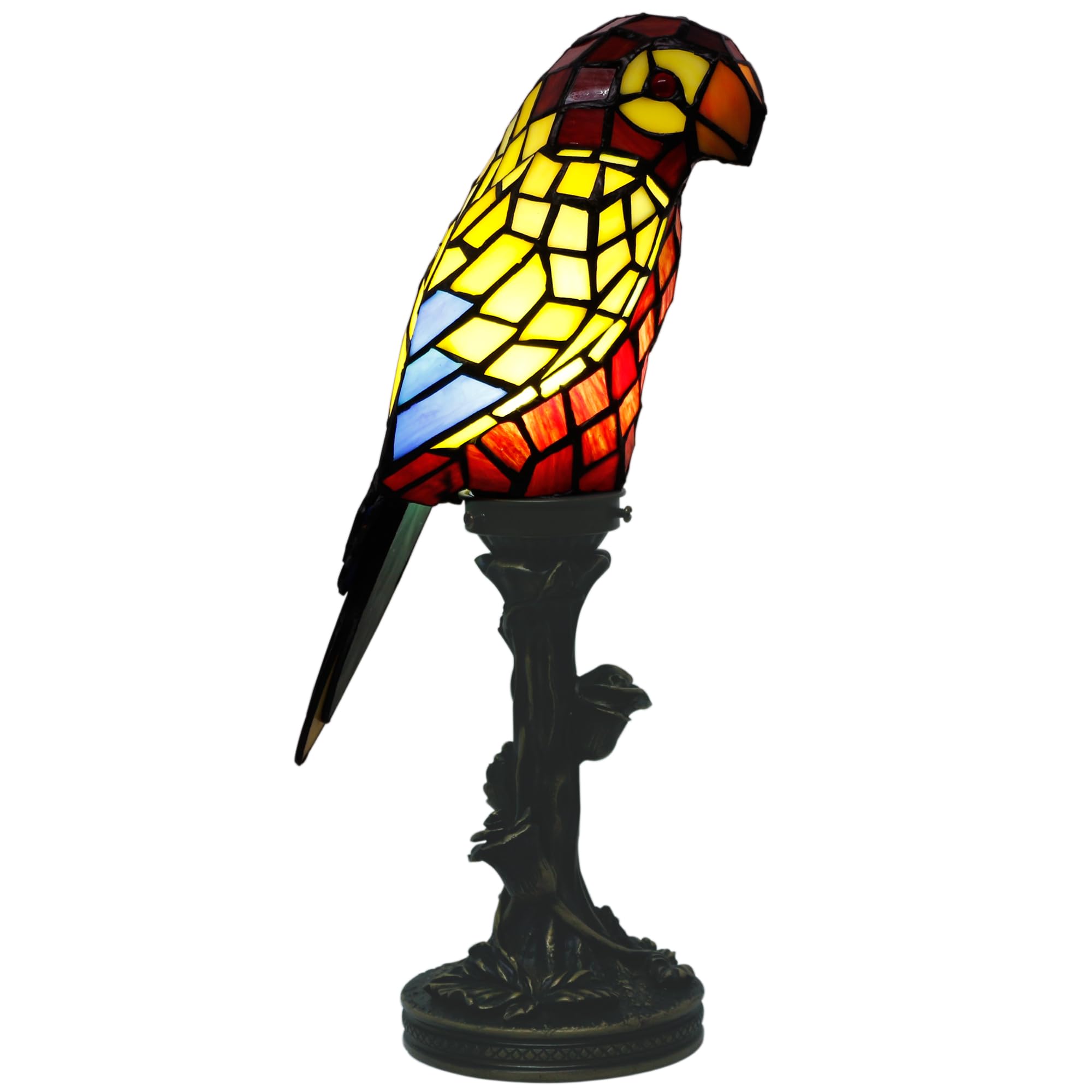 ANYONGLU Small Tiffany Lamp Parrot Table Lamp Stained Glass Accent Lamp ...