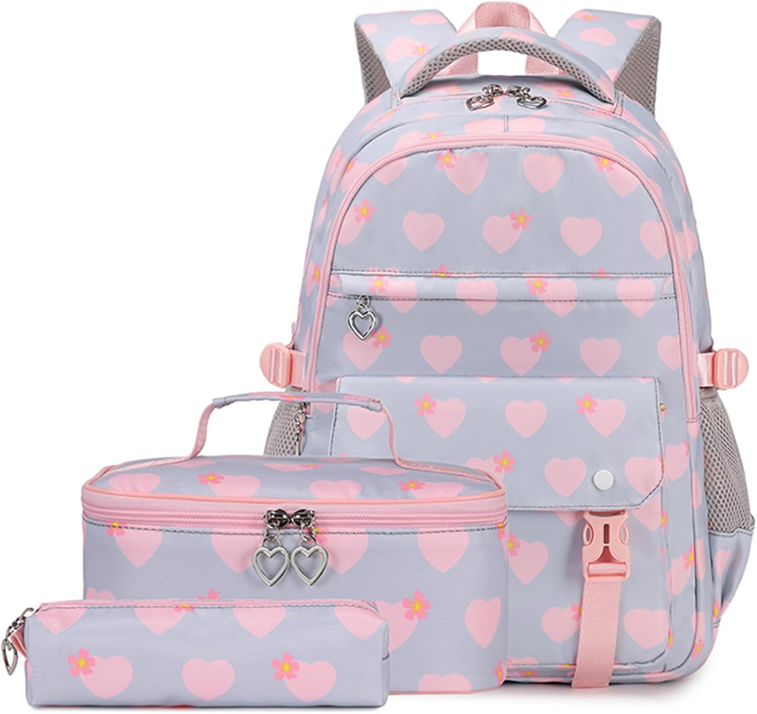 Amazon.com | ZHANAO Girls Backpack Set Heart-print Kids School Bookbag ...