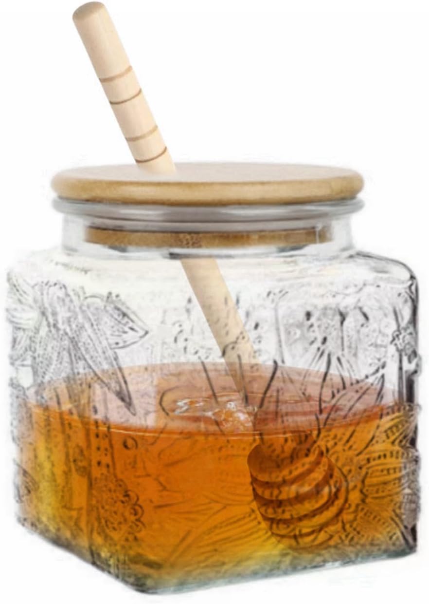 Amazon.com: YCHLonlive 23 OZ Glass Honey Jars with Bamboo Lids, Honey ...