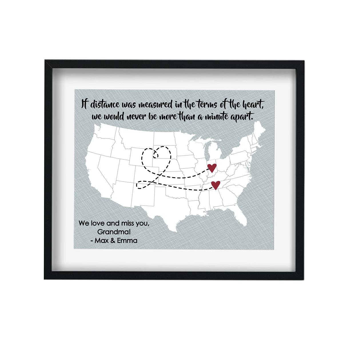 Amazon.com: CANARY ROAD Long Distance Map Gift | Going Away Gift | Long ...