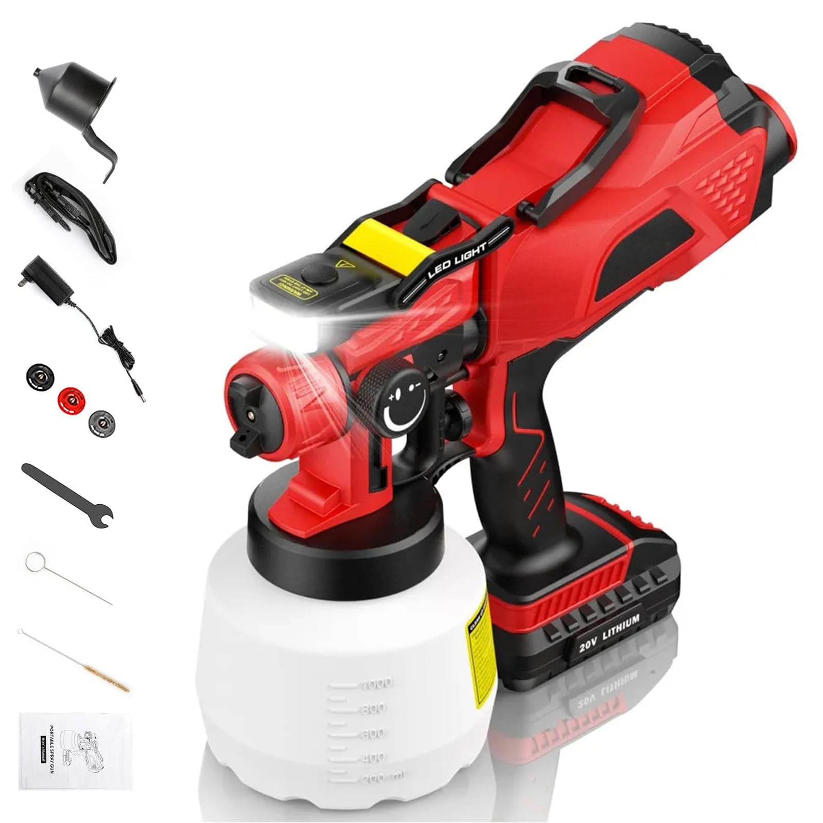 Amazon.com: YDBMY 1200ml Cordless Paint Sprayer, Handheld HVLP Spray Paint with 3 Spray Patterns ...