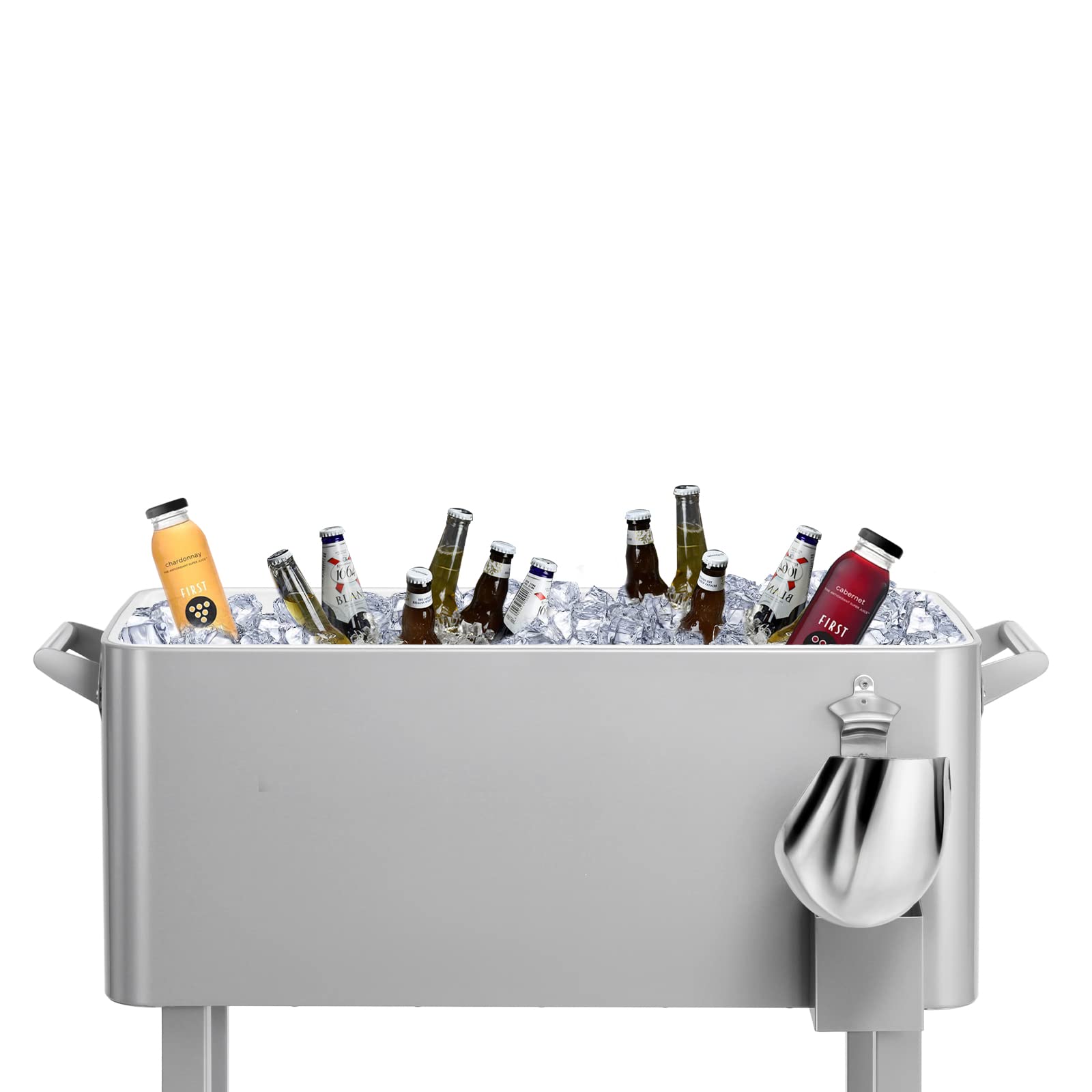 Snapklik.com : EDOSTORY 80 Quart Rolling Silver Ice Chest Cooler Cart ...