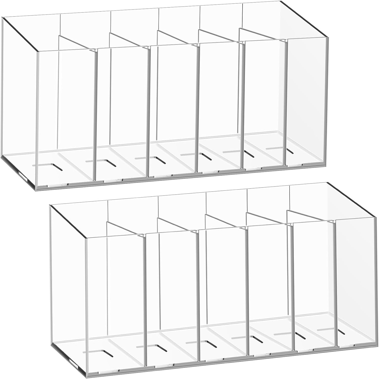 Amazon.com: DECYOOL 2PCS Acrylic Organizers, Acrylic Makeup Brush Organizer 6 Compartments Pen ...