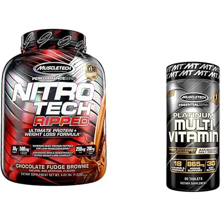 Amazon.com: MuscleTech Nitro-Tech Ripped | Lean Whey Protein Powder ...