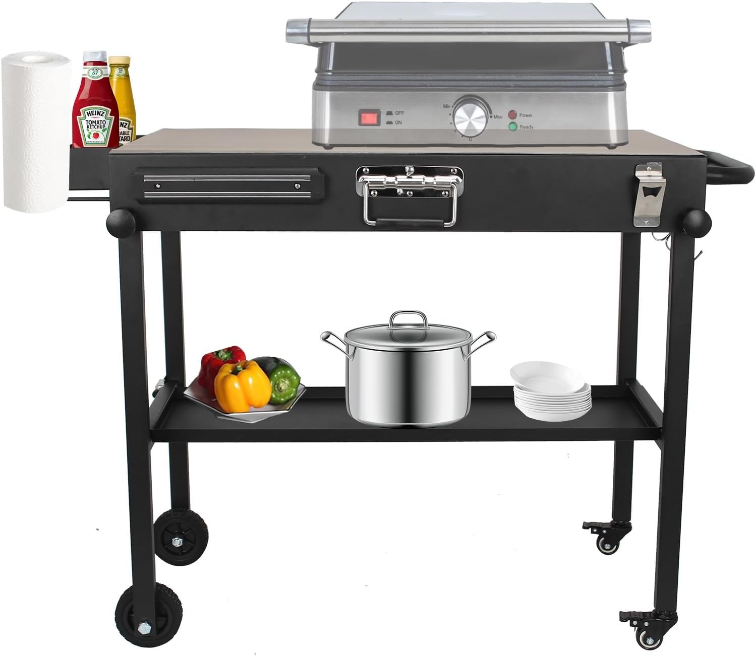 Amazon.com: POPMOON Outdoor Grill Table with Wheels,Black Folding Grill ...