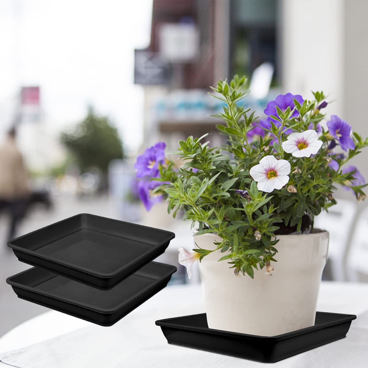 Square Rectangle Plastic Planter Saucer 5pcs Durable Square Plant