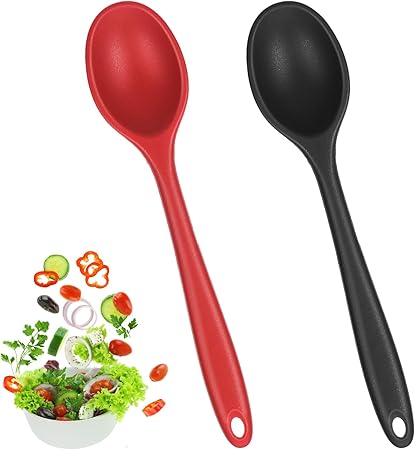 Amazon.com: 2 Pcs Silicone Mixing Spoon Spatula Scrapers for Cooking ...