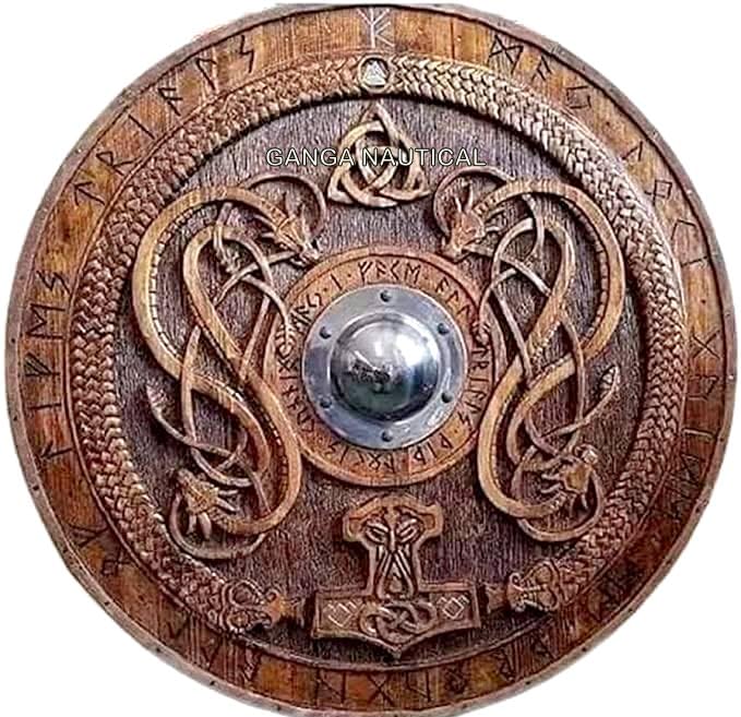 Amazon.com: Ganga Nautical Medieval Round Shield Viking Shield Unique ...