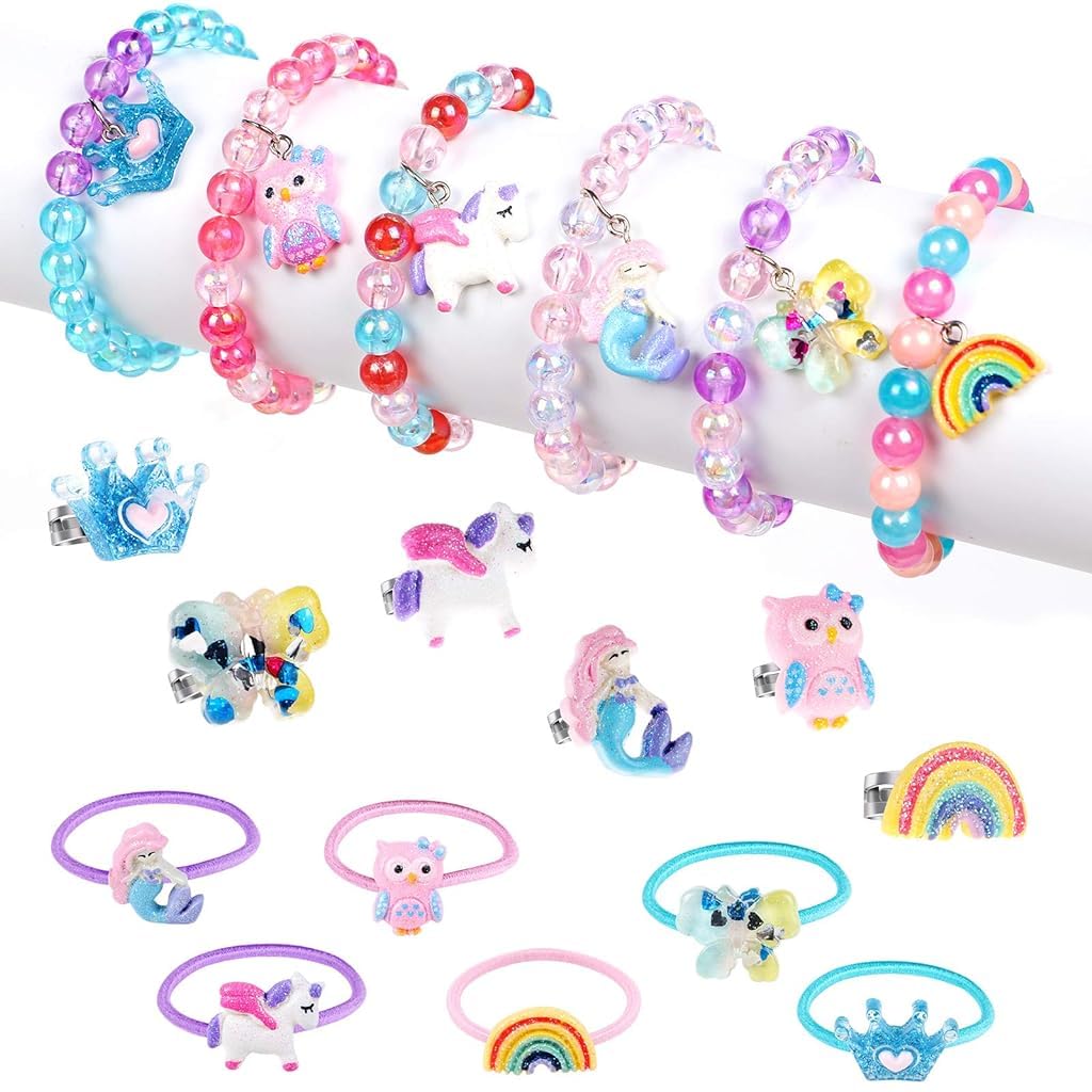 PALAY® Unicorn Bracelet for Kids Girls Jewelry Set Colorful Shiny ...