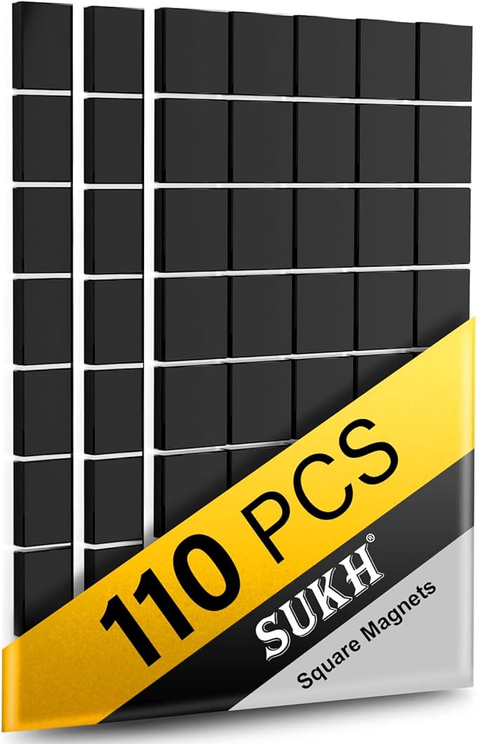 110Pcs Square Magnets Magnetic Tape Strip - Magnet Sheets Magnets with ...