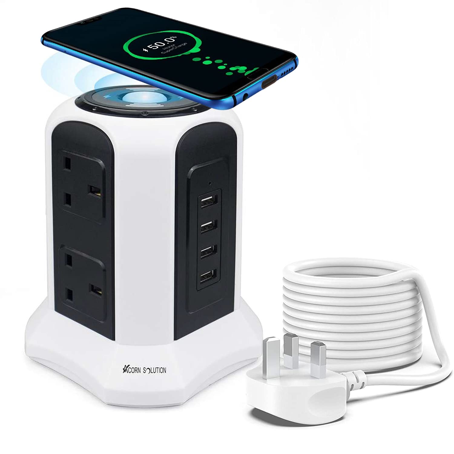 Buy AcornSolution Extension Plug Tower, Tower Extension Lead with 6 ...