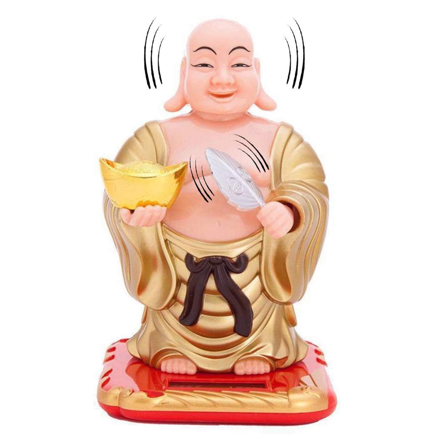 Buy Plastic Solar Laughing Buddha Holding Ingot & Waving Fan and Moving ...