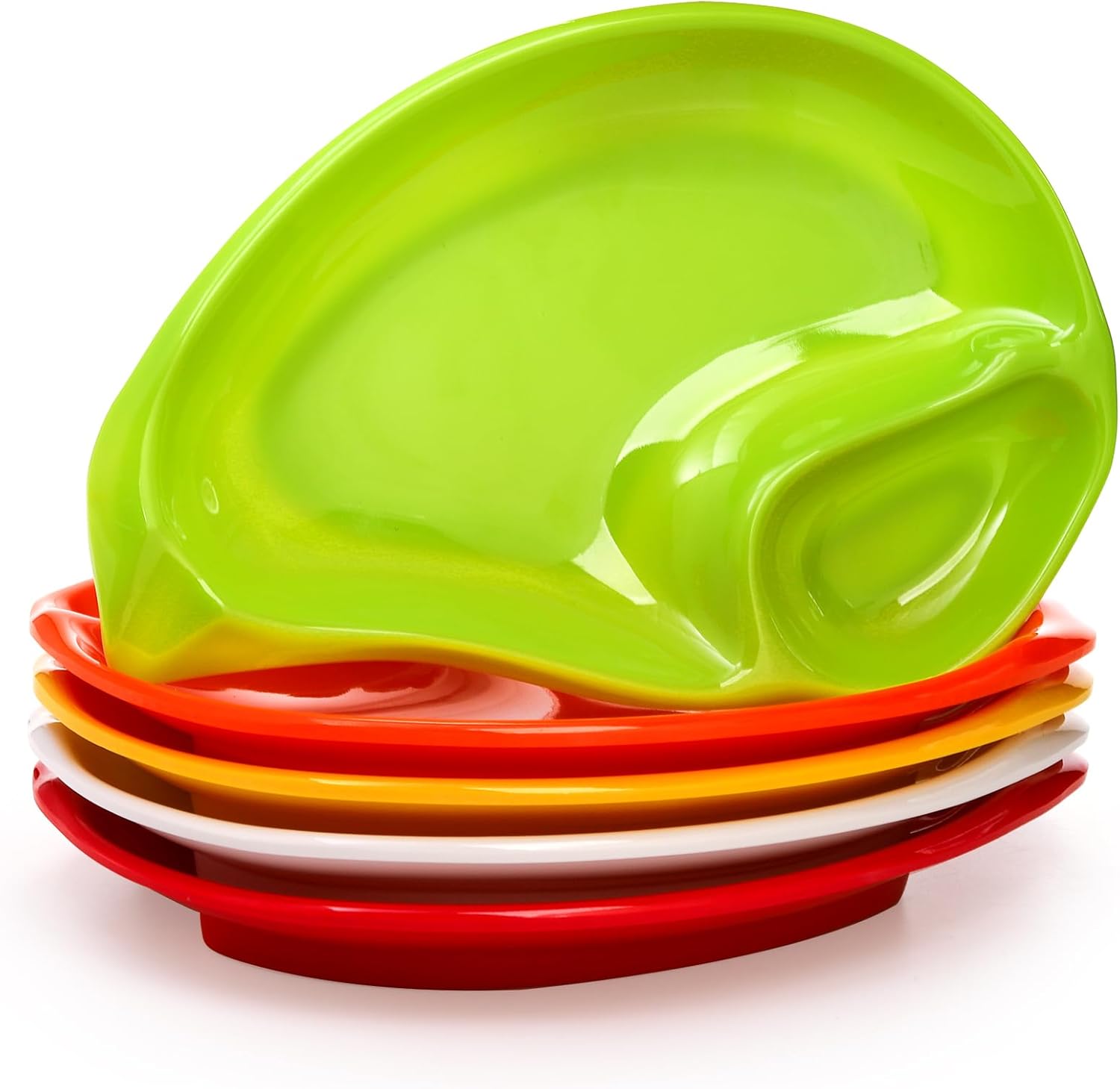 Yesland 5 Pack Chips and Dip Plates, Melamine Dipping Bowl Divided ...