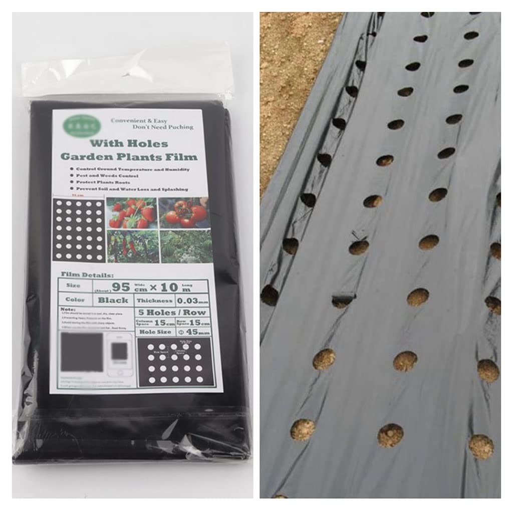 Amazon.com: JEEIJ 95cm*10m 0.03mm 5Holes Black Mulch Film Gardening ...