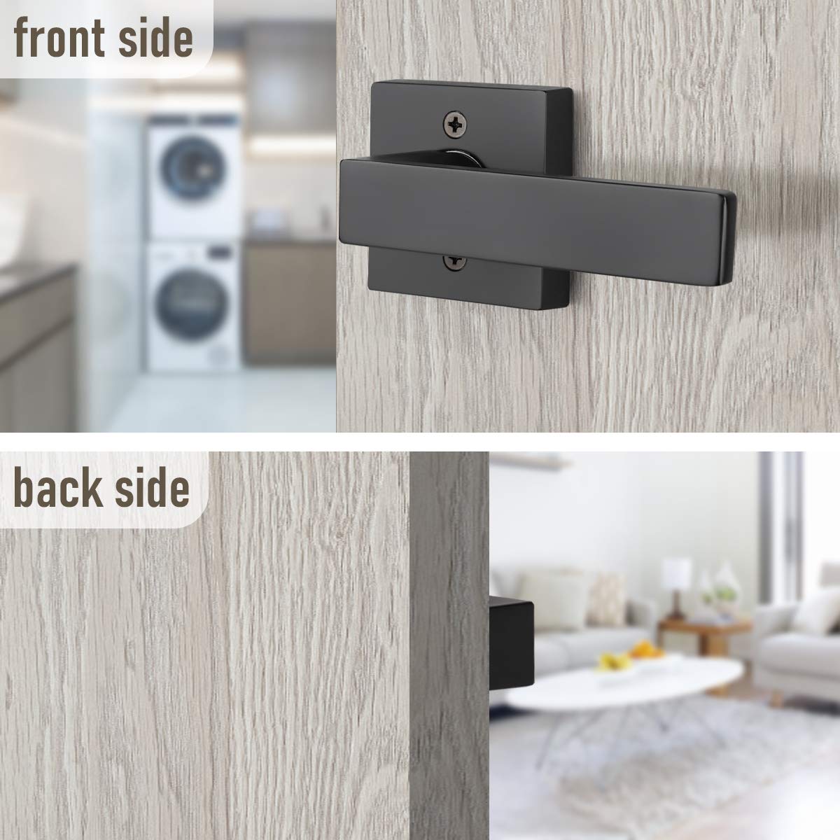 Snapklik.com : 2 Pack Matte Black Interior Door Handles Square Dummy ...