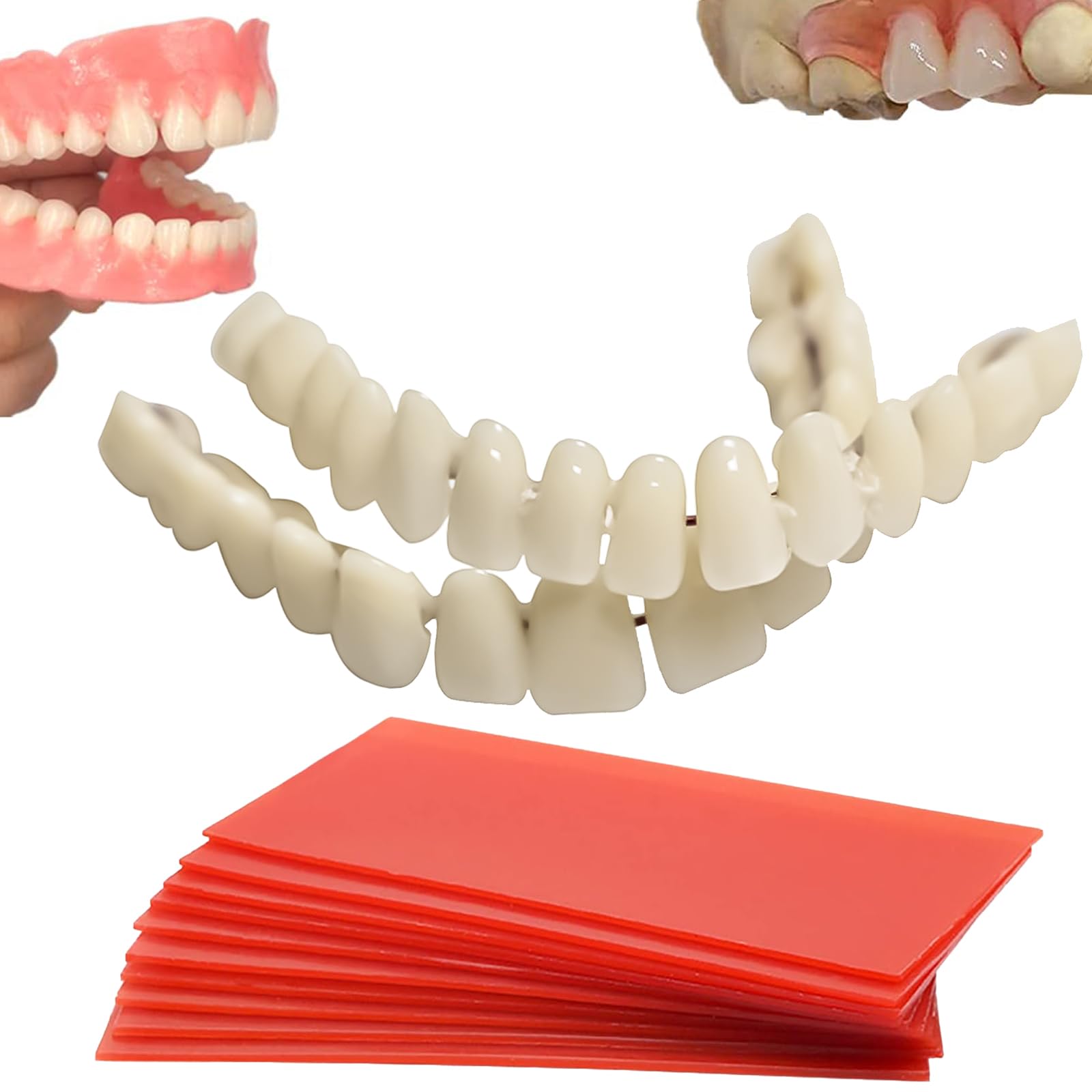 1 Pair of Clip in Veneers Teeth,Denture Repair Kit,False Teeth Set ...