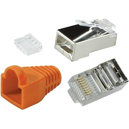 VCE Lot de 25 Connecteur RJ45 CAT6 Embout de Connecteur Blindé Nickelé ...
