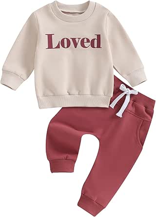 Amazon.com: LXXIASHI Infant Baby Boy Fall Winter Clothes Loved Sweatshirt Pullover Tops Pants ...