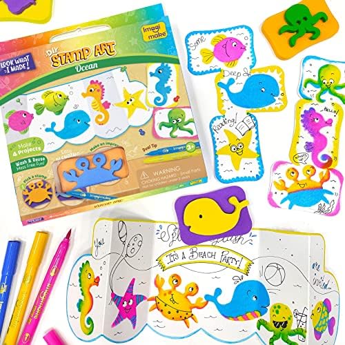Buy Imagimake Stamp Art Ocean Coloring & Stamping Set for Girls & Boys 3 Years +, Multicolor ...