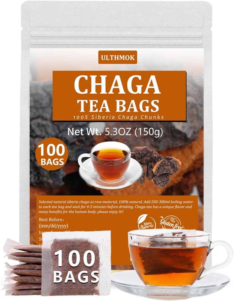 Amazon.com : Premium 100 Chaga Tea Bags,100% Pure Siberian Wild Harvest ...