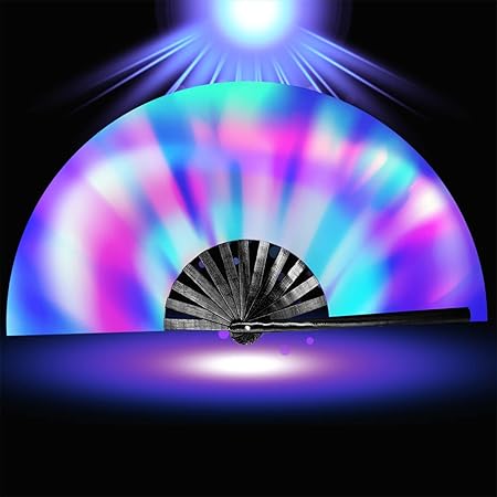 Amazon.com: Zolee Large Rave Folding Hand Fan with Bamboo Ribs for Men ...