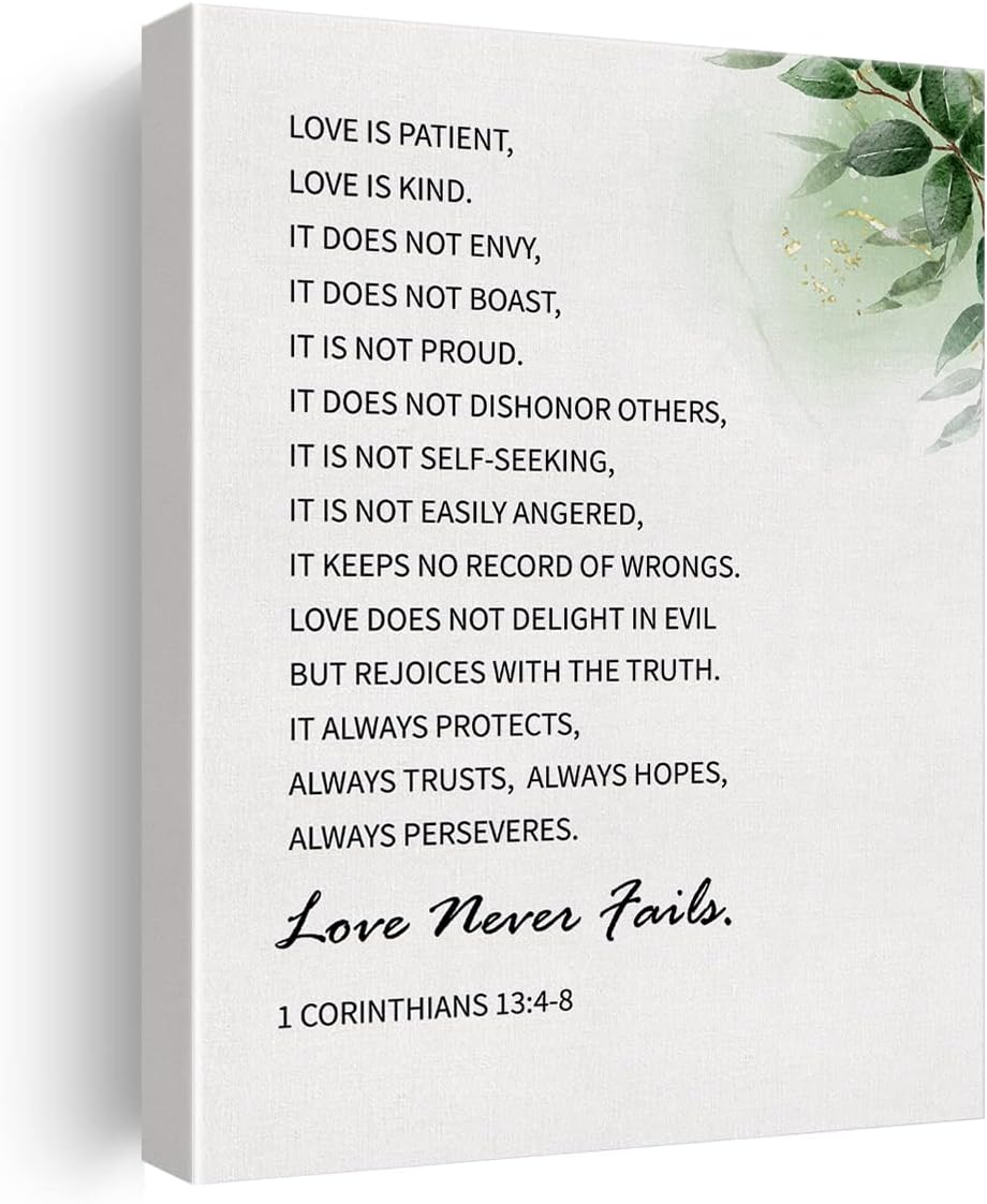 Amazon.com: Bible Verse Love is Patient Love is Kind Canvas Wall Art ...